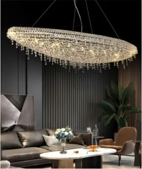 Boat-shaped crystal chandelier oval pendant light modern LED suspension ...